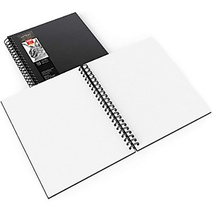 Arteza Sketch Book, 9x12-inch, 2-Pack, Black Drawing Pads, 200 Sheets Total, 68 lb 100 GSM, Hardcover Sketchbook, Spiral-Bound, Use with Pencils, Charcoal, Pens, Crayons & Other Dry Media