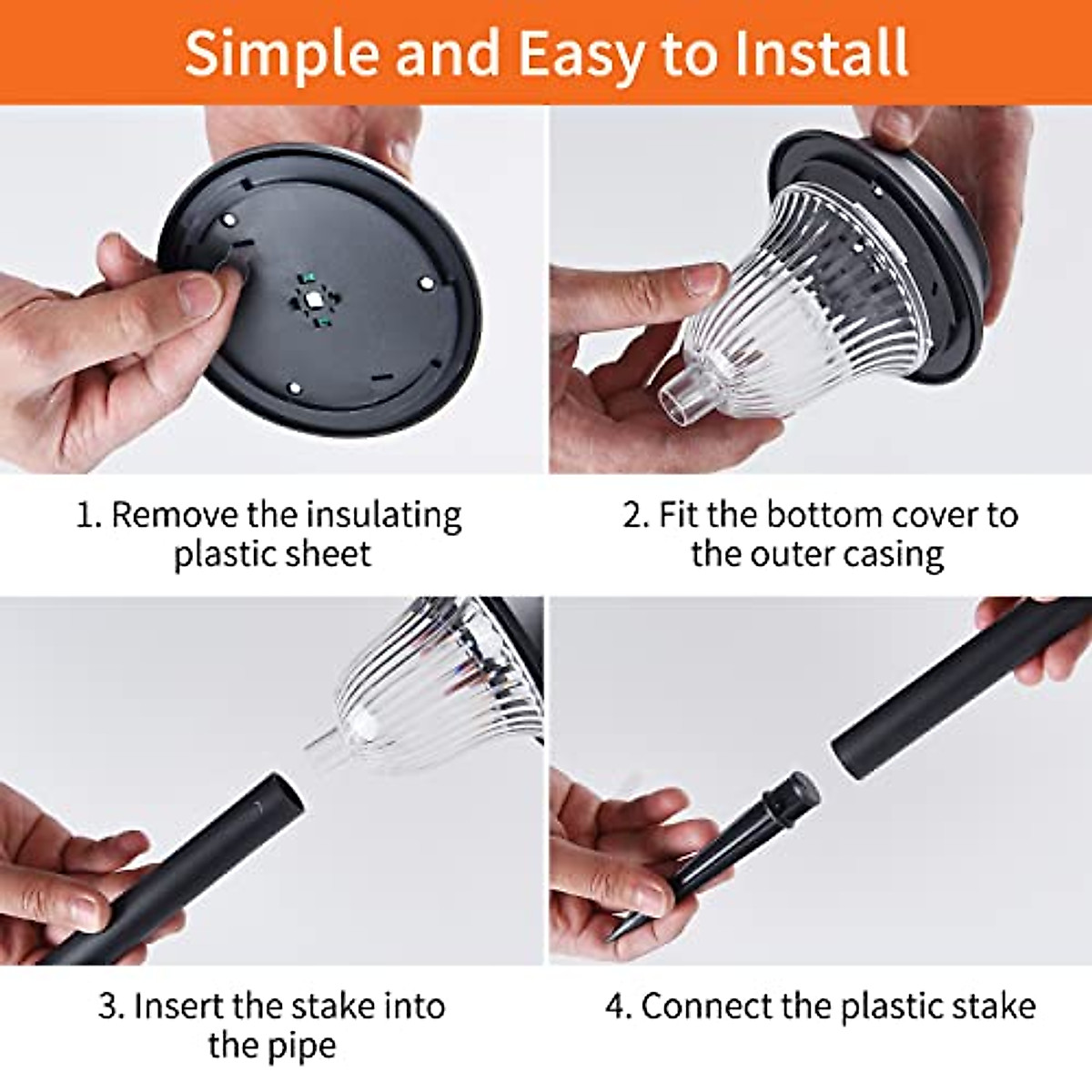 Ajinsn Solar Pathway Lights, 2 Pack Warm White LED Solar Powered Lights Outdoor, IP65 Waterproof, Auto On/Off Bright Up to 12 Hrs Solar Garden Lights for Patio Yard Lawn Driveway Walkway