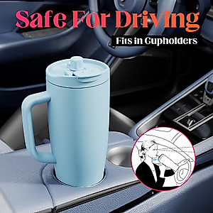 FOHGEE 40oz Tumbler with Handle and Straw Lid【Magnetic lid + Removable built-in straw】100% Leak-proof Travel Coffee Mug, Stainless Steel Insulated Cup, Keeps Cold for 24Hrs (ChillWave Sky Breeze)