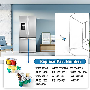 WPW10238100 W10238100 & WPW10341320 W10341320 Combination Refrigerator Water Inlet Valve Compatible with Whirlpool, Kenmore, Kitchen-Aid