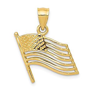 Jay Seiler 14K American Flag Pendant, 14 kt Yellow Gold