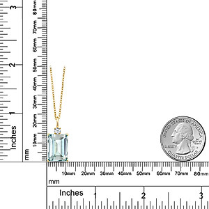 Gem Stone King 18K Yellow Gold Plated Silver Sky Blue Simulated Aquamarine Pendant Necklace For Women (6.75 Cttw, with 18 inch Chain)