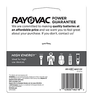 Rayovac AA Batteries, Double A Battery Alkaline, 12 Count