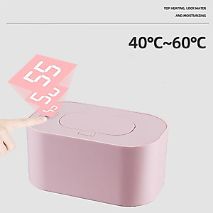 Baby Wipe Heater, Portable Wipe Warmer with Temp Control Wet Warmer Dispenser Box, Portable Infant with Display, Health Care Supplies, 40℃-60℃ Wide Range Multi-Level Adjustment (Pink)