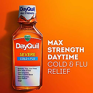 Vicks DayQuil and NyQuil SEVERE Cold & Flu Berry Liquid Medicine, Max Strength Relief for Headache, Fever, Sore Throat, Nasal Congestion, Cough, Combo Pack, 2 x 12 oz Bottles, 1 NyQuil, 1 DayQuil
