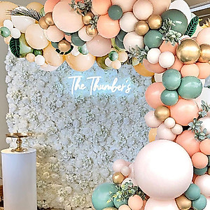 140Pcs Sage Green Peach Blush Pink Balloon Garland Arch Kit for Baby Bridal Shower Wedding Jungle Safari Theme Birthday Party Decorations