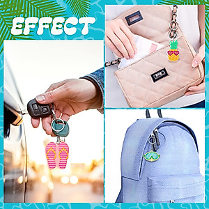 Yinkin 36 Pcs Summer Party Keychains Beach Flamingo Pineapple Turtle Surfboard Keychain for Summer Pool Theme Favor Luau Tropical Hawaiian Sea Party Supplies, 9 Styles(Pool Style)