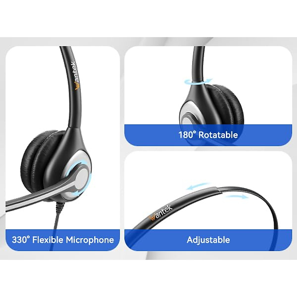 Phone Headset 2.5mm with Microphone Noise Cancelling & Volume Controls, Telephone Headphone Compatible with Panasonic Dect 6.0 Phones, Comfort-Fit Telephone Headset for AT&T Vtech Cordless Phones