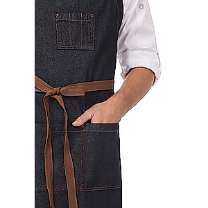Chef Works Unisex Memphis Chefs Bib Apron, Indigo Blue, One Size