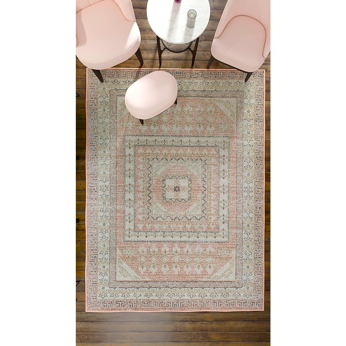 Rugs America Harper HY40A Vintage Transitional Carnation Non-Shedding Living Room Bedroom Dining Home Office Area Rug, 8'0" x 10'0"