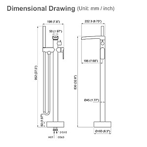 TapLong Waterfall Freestanding Bathtub Faucet Set Single Handle Floor Mount Tub Filler with Hand Shower High Flow Rate Max 6 GPM, Brushed Gold, 51019BG