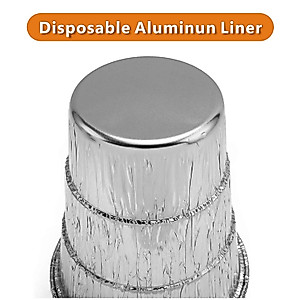 U/B Grease Bucket Liners, Aluminum Disposable Replacement Part for Traeger Green Mountain Oklahoma Joe's Wood Smoker Pellet Grill Drip Tray, 24-Pack Silver