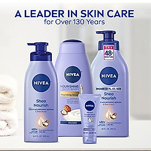 NIVEA Shea Nourish Body Lotion, Dry Skin Lotion with Shea Butter, Pack of 6, 2.5 Fl Oz Travel Size Toiletries