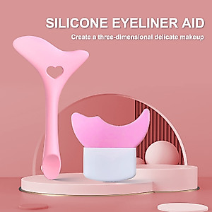 NewBang 3PCS Eyeshadow and Mascara Shield Applicator Guard Pads,Eyeliner Stencils Wing Tip, Professional Silicone Eyeshadow,Eyeliner,Mascara Aid,Face Cream Mask Tool,Reusable Silicone Eye Pads Makeup