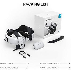 BOBOVR S3 Pro Battery Strap Accessories,Head Air Cooling System and 10000mah Hot-swappable Battery Pack,Compatible with Meta Quest 3/Quest 3S