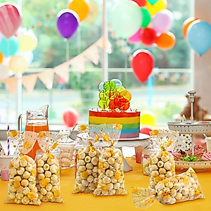 100 Pcs Boho Candy Bags Groovy Hippie Boho Treat Bags Boho Sun Party Favor Supplies Bag with 100 Pieces Golden Twist Ties for Birthday Wedding Baby Shower Groovy Retro Hippie Party Supplies