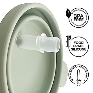 TotAha Silicone Straw Cup for Baby | Sippy Cups for Babies 6-12-18 Month | Sip-N-Snack Lid 2-in-1 Transition Cup from Bottle | Open Training Cups with Easy-Hold Handle | Baby Led Weaning Snack Cups