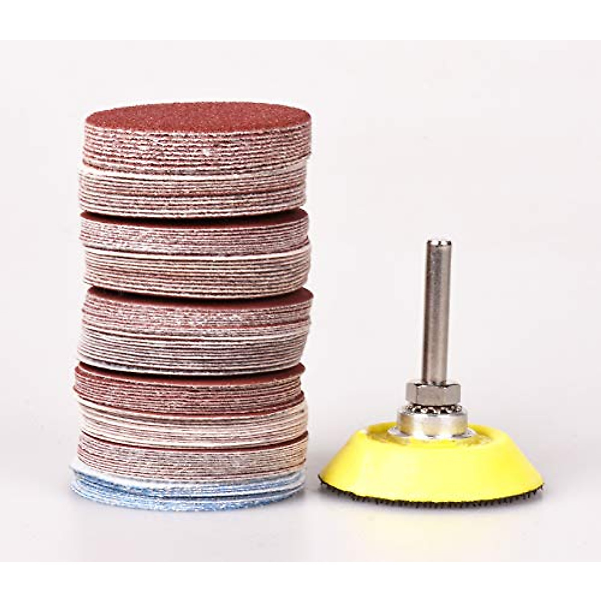 Adwikoso 100 Pieces 2 Inch Sanding Discs, 80-3000 Grit Sandpaper with 1/4 Inch Inch Shank Backing Plate and Soft Foam Buffering Pad, for Drill Grinder Tool, Hook and Loop Sand Paper Assortment Pack