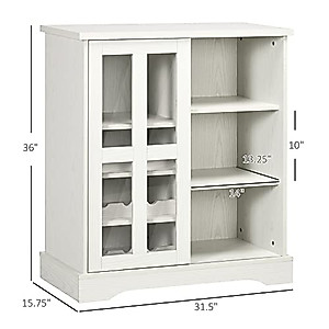 HOMCOM Coffee Bar Cabinet, 36" Sideboard Buffet Cabinet with Sliding Door, Wine Cabinet with Storage, White