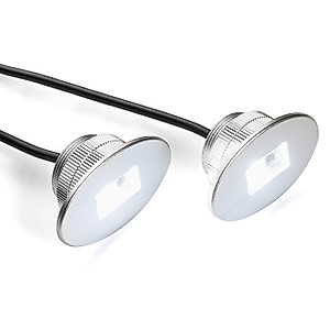 Set of 2 Bright White Marine LED Stern Lights for Bass, Lake, River, Boating, Kayak, Ocean, Sailing, Fishing, Pontoon. Flush bolt-style housing fits 1 inch hole (Silver Aluminum)