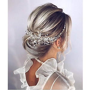 Denifery Crystal Headband Bridal Hair Piece Bridal Hair Accessories Bridal Hair Vine Wedding Headpiece Hair Pieces Wedding Hair Piece Wedding Hair Accessories (Silver)