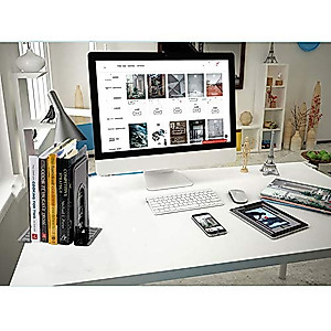 Metal Book Ends for Shelves, Book Shelf Holder Home Decorative, Book Ends for Heavy Books/Movies/CDs, Black 6.5 x 5 x 5.7 in, 4 Pair/ 8 Piece