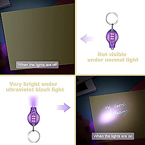 6 Pieces Light Ink Pen Invisible Ink Marker Disappearing Ink Secret Pen with 6 Pieces Mini UV LED Keychain Flashlight Marker Keychain for Secret Notes Money Identify (Black)