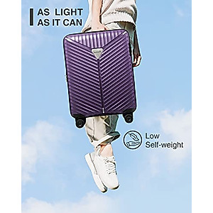 LUGGEX 24 Inch Luggage with Spinner Wheels - Purple Luggage with TSA Lock - Checked Suitcases for Travel, Lightweight and Expandable