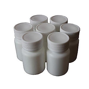 50PCS White Empty Solid Plastic Bottle Case Holder Container Vials Box with Screw Cap for Powder Sample Storage (20ml)