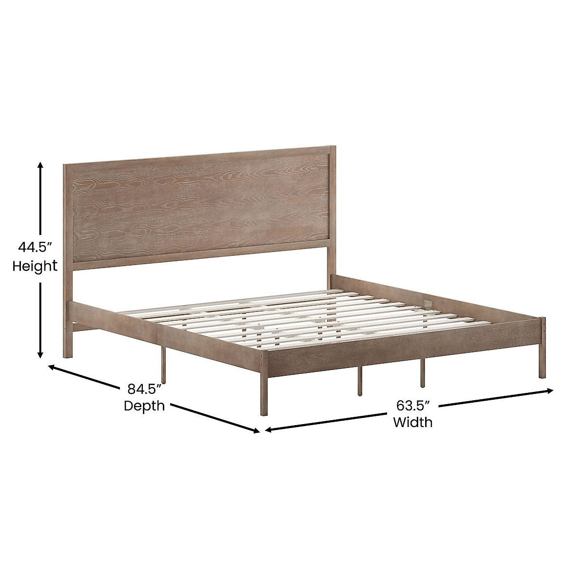 Flash Furniture Asher Solid Wood Platform Bed with Wooden Slats and Headboard, No Box Spring Needed, King Size, Light Brown