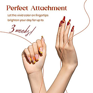 beetles Gel Polish 6 Colors Orange Yellow Gold Red Burgundy Gel Nail Polish Kit Soak Off Nail Art Lamp UV LED Cured Manicure Nail at Home Gifts for Women