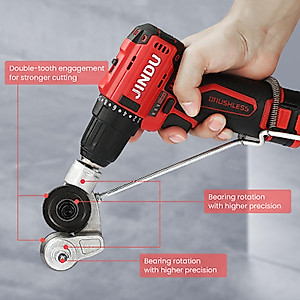 Jikbeed Metal Nibbler Drill Attachment - Electric Drill Shears Attachment Cutter Nibbler, Sheet Metal Cutter Tool Adapter, Specifically Designed for Cutting Flat Metal Sheets of 21 Gauge and Below