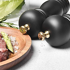 BILL.F Salt and Pepper Grinder Wooden Pepper Mill Grinder Salt Pepper Shakers Set of 2 with Adjustable Ceramic Rotor- 7 Inch