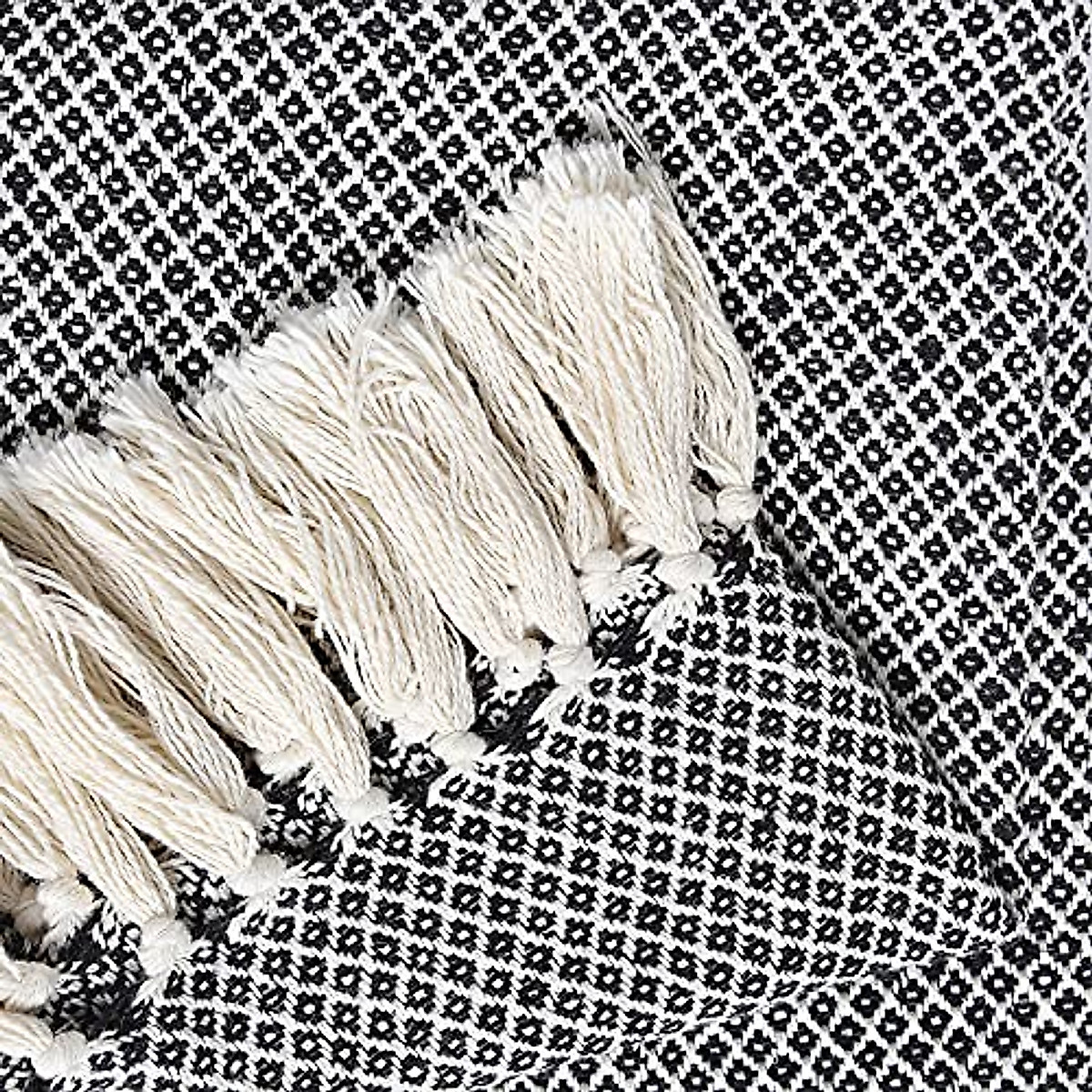 REDEARTH Classic Throw Blanket -Medium Weight Soft Lap Blanket for Sofa Bed Couch Chairs loveseats car, Living, Indoor/Outdoor use 100% Cotton (50x60; Black)