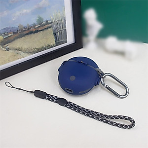 SKPY Case for Google Pixel Buds Pro with Snap Switch Security Clip, Protective Silicone Blue Pixel Buds Pro Case with Keychain for Men Women