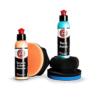Adam’s Car Scratch & Swirl Remover Hand Correction System | Remove & Restore Paint Transfer, Minor Imperfections, & Oxidation | Paired with Orange Compound Correction Pad Applicator (2 Step Kit)