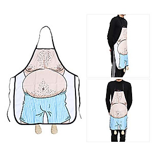 Cabilock Mens Apron Cooking Kitchen Aprons Funny Muscular Man Belly Bib Apron Adjustable Neck Apron Cooking Baking Grilling BBQ Apron Gag Gifts for Women Men Restaurant Server Kitchen Apron