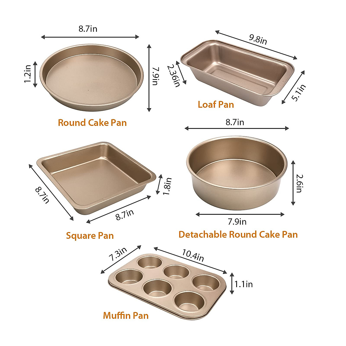 Nonstick Bakeware Sets Baking Pans Set Toaster Oven Trays, Kitchen Baking Essentials with Pizza Pan Cake Pan Bread Loaf Box Muffin Pan Cookie Sheet