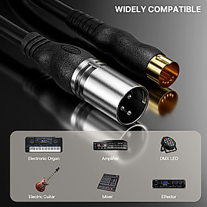 EBXYA MIDI to XLR Adapter Cable 6 Feet - MIDI 5 Pins DIN Male to XLR 3 Pins Male