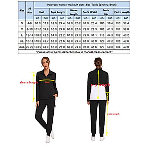 HALCYEEN Womens 2 Piece Tracksuits Set Casual Travel Comfy Zipper with Pockets Sweatshirt and Jogger Pants Black L