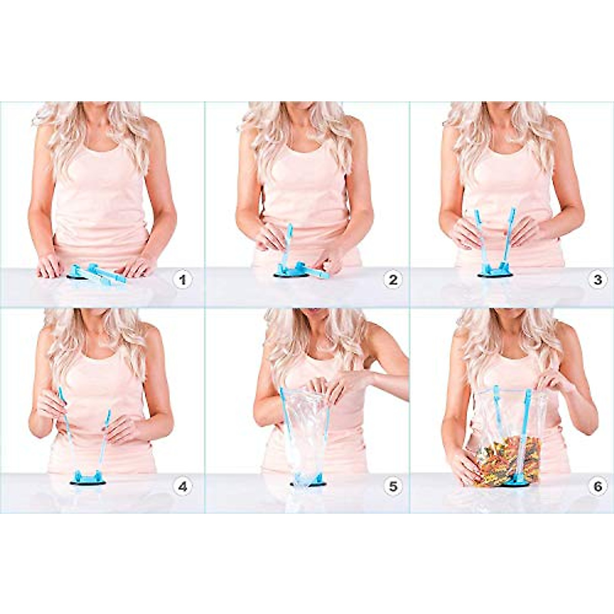 Hestier Baggy Rack For Ziplock Bag Holder Stand Adjustable/Hands Free Clip Food Storage Bag Holder For Ziplock Bag Stands / 3 Pack/3pcs