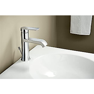 Moen Genta LX Chrome One-Handle Single Hole Modern Bathroom Sink Faucet with Optional Deckplate, 6702