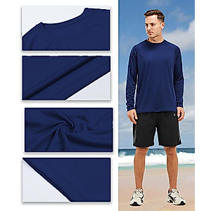 Mens Long Sleeve Shirts UPF 50+ UV Sun Protection Quick Dry Outdoor Shirt for Fishing Running Hikin(navy blue small)