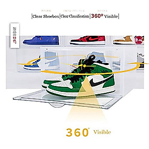 AOTENG STAR Storage Shoes Box Womens Mens Sneaker Box Plastic Foldable Stackable Shoe Container Clear Closet Shelf Shoe Organize -3 Pack