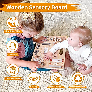 HAN-MM Montessori Busy Board for Toddlers Blackboard with 8 Maker and Eraser Wooden Montessori Toys for Toddlers - Travel Toy with Educational Activities and Fine Motor Skills Activity Buckle Toy