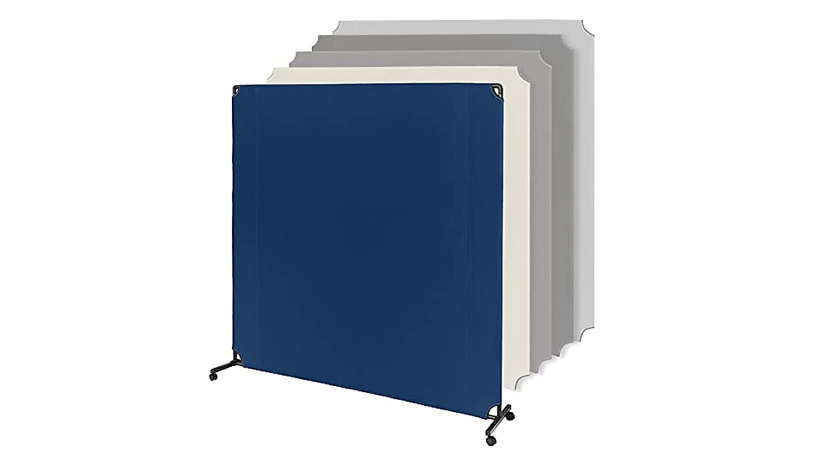Lainly Rolling Room Divider - Portable Privacy Wall in Cobalt Blue