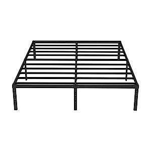 NEW JETO Metal Bed Frame-Simple and Atmospheric Metal Platform Bed Frame, Storage Space Under The Bed Heavy Duty Frame Bed, Durable King Size Bed Frame, 18 Inch, King