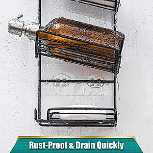 FANGSUN Shower Shampoo Bottle Holder, 2 Pack Slanted Shower Caddy Bathroom Organizer for Wall, Adhesive Shower Shelves for Inside Shower, No Drilling and Rustproof, Bathroom Shower Storage Rack, Black