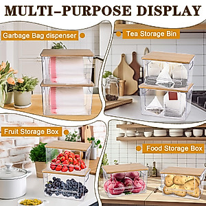 Hiitytin Trash Bag Dispenser Roll Holder, Trash Bag Holder Dispenser with Bamboo Top & Handles, Extra Large Garbage Bag Holder Dispenser Trash Bag Organizer Under Sink