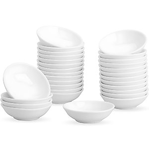 UIBFCWN Sauce Dish Dipping Bowls, 30 Pack Ceramic Dip Bowls Set, 1.2 Oz Soy Sauce Dish, White Dipping Bowls Bulk, Asian Sauce Bowls for Ketchup, BBQ, Condiments, Appetizer